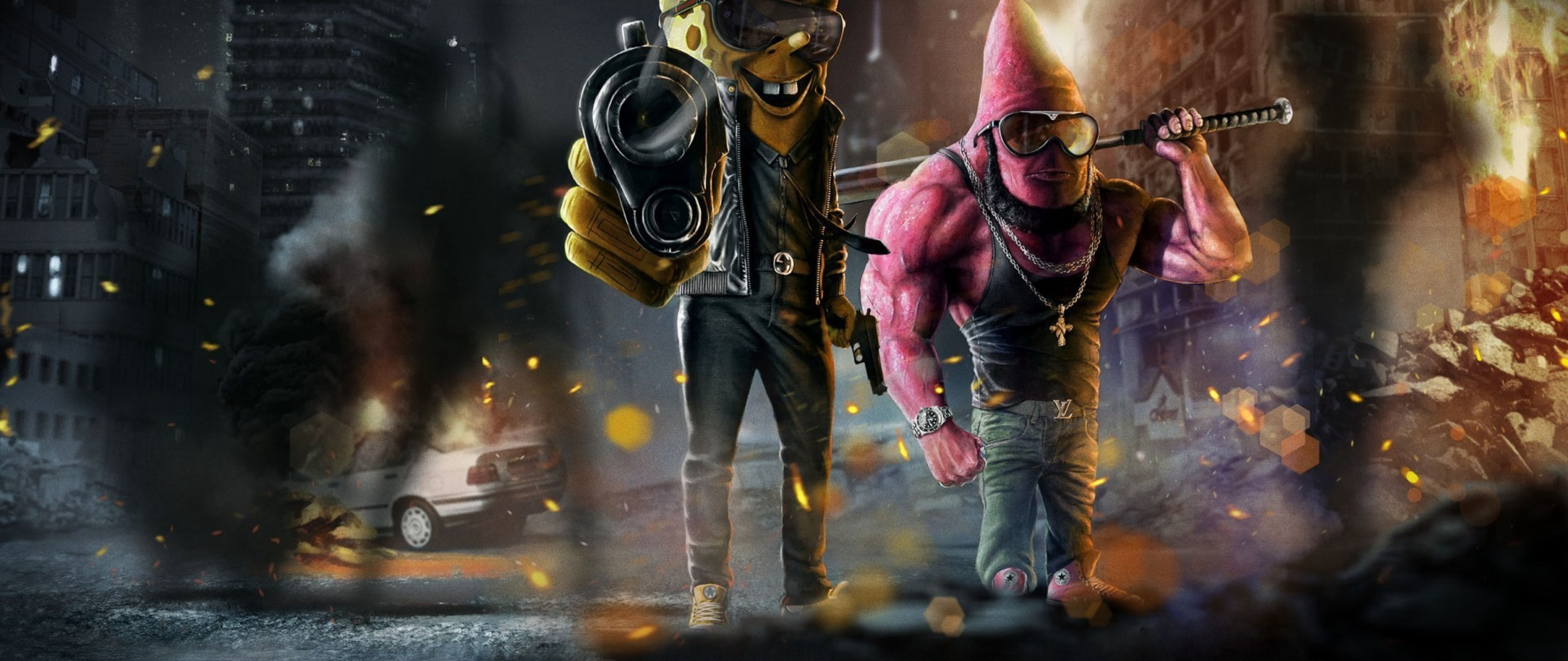Spongebozz And Patrick Bang - 5120x2160 Wallpaper - teahub.io