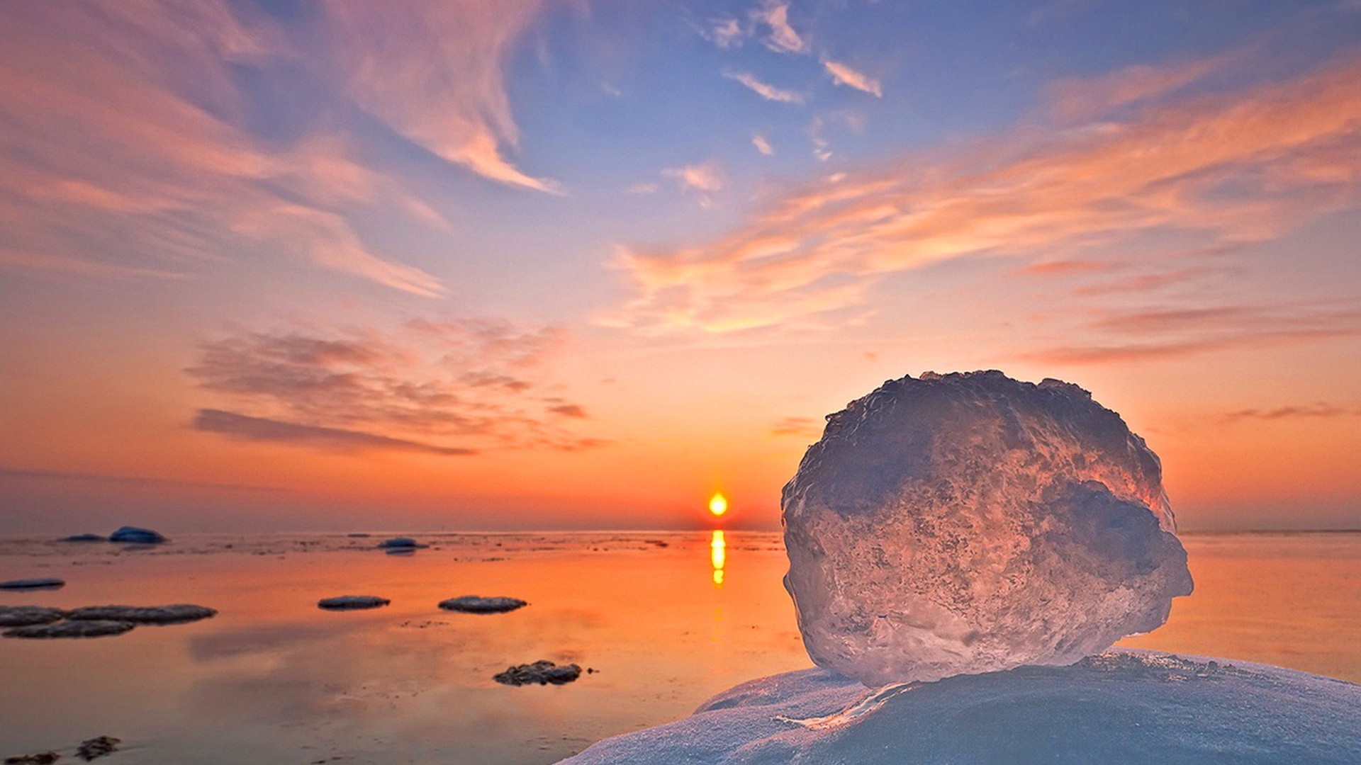 Ice Polar Sunset Wallpaper - Coucher De Soleil Au Pole Nord - 1920x1080 ...