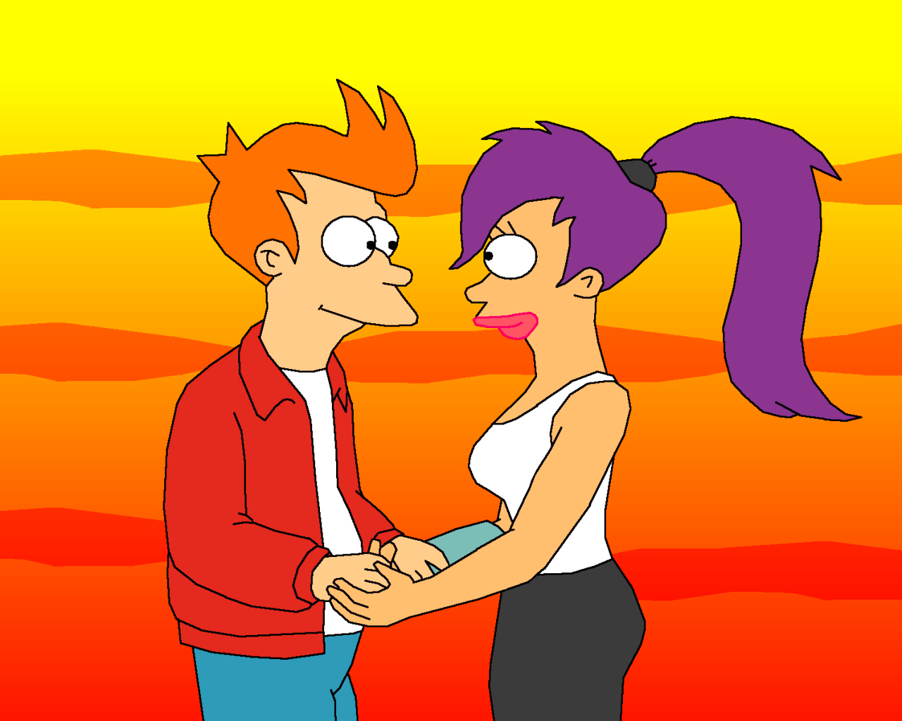 Leela And Fry - Fry And Leela Holding Hands - 1280x1024 Wallpaper ...