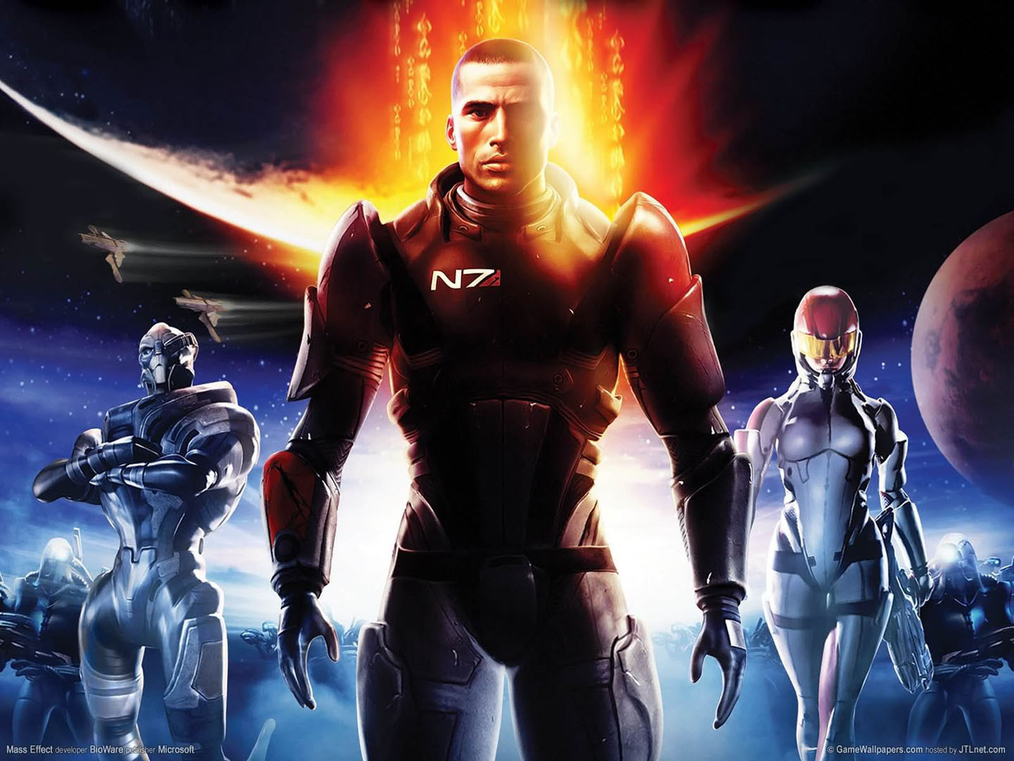 Tali Garrus And Commander Shepard - Mass Effect 1 Art - 1440x1080 ...