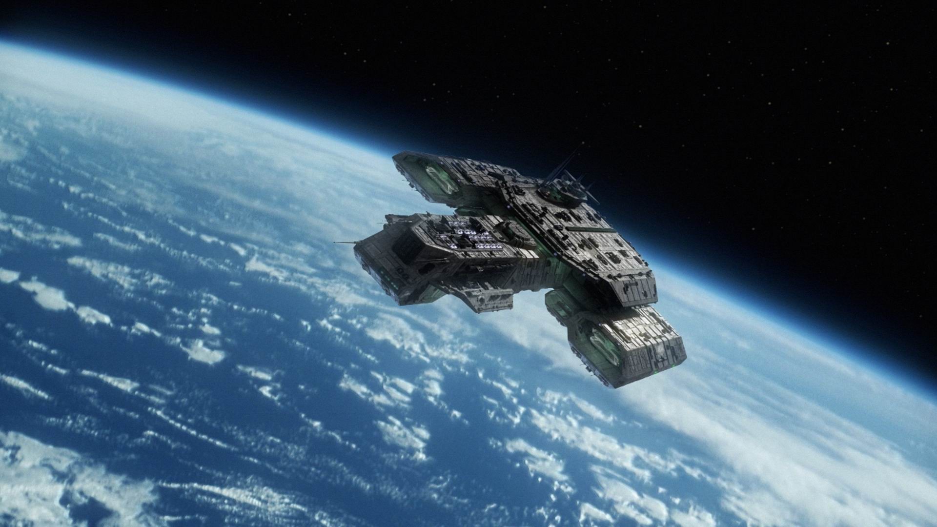 Stargate Atlantis - Stargate Sg-1 - Spaceship With Earth In Background ...