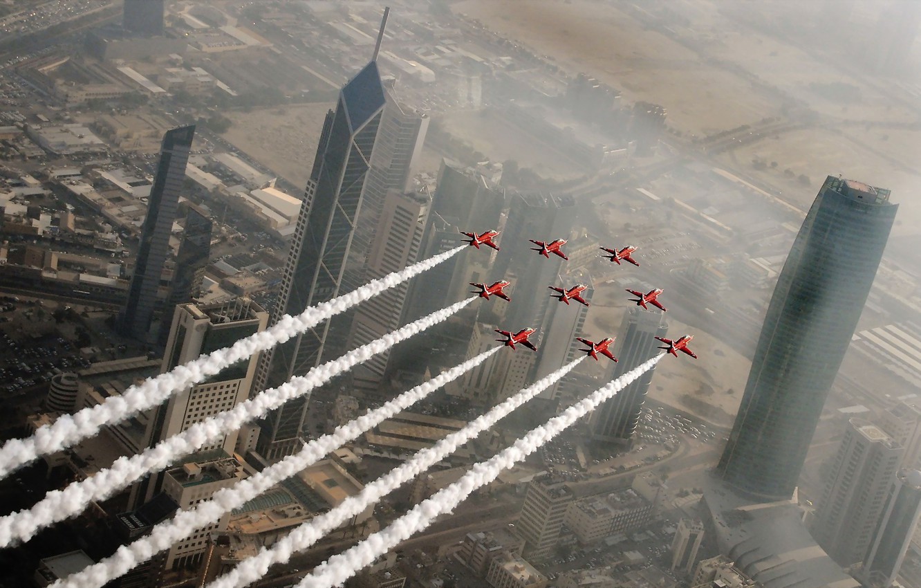 Photo Wallpaper City, Red Arrows, Kuwait - Red Arrows Kuwait - 1332x850 ...