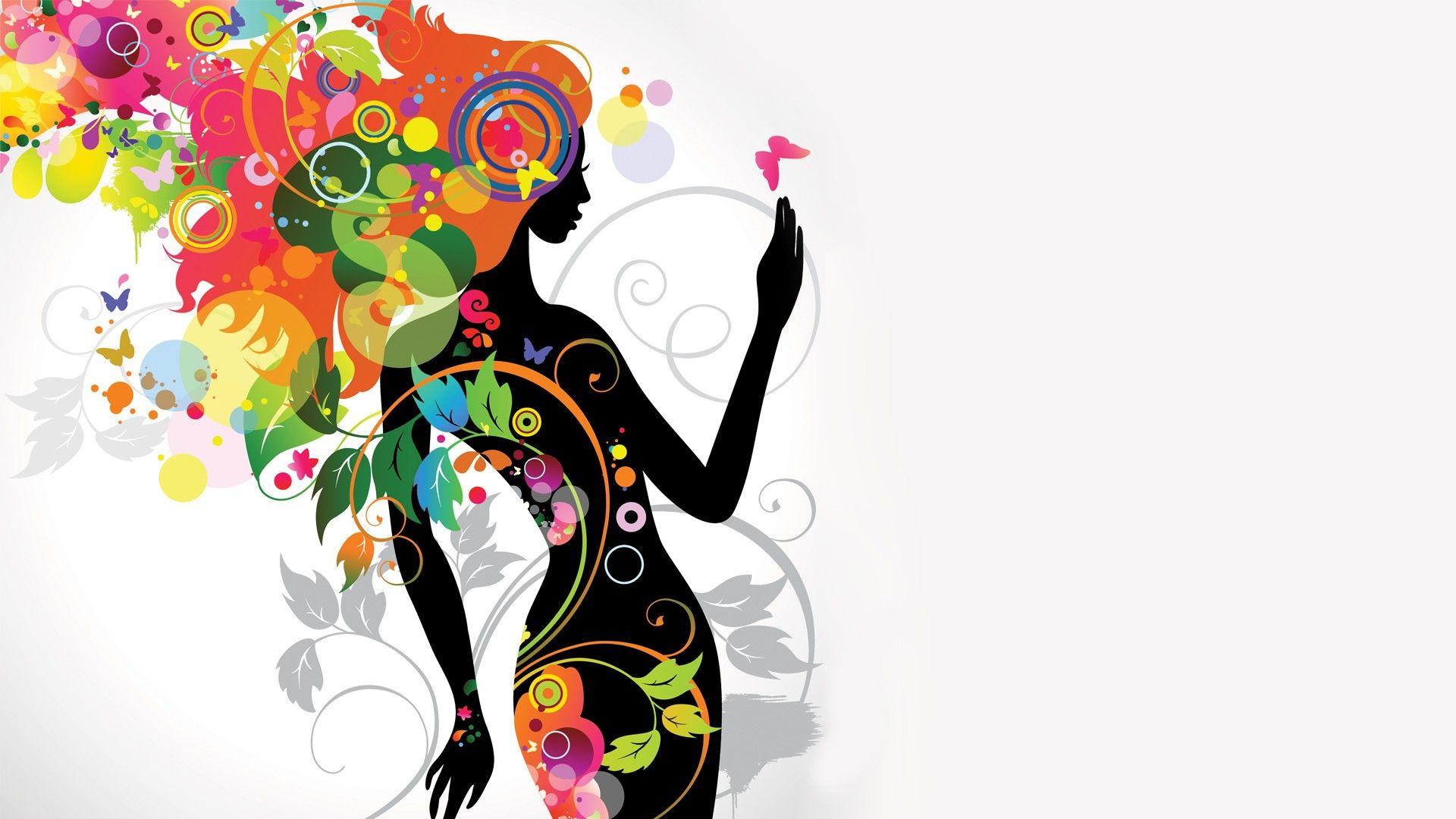Colorful Girl Silhouette - 1920x1080 Wallpaper - teahub.io