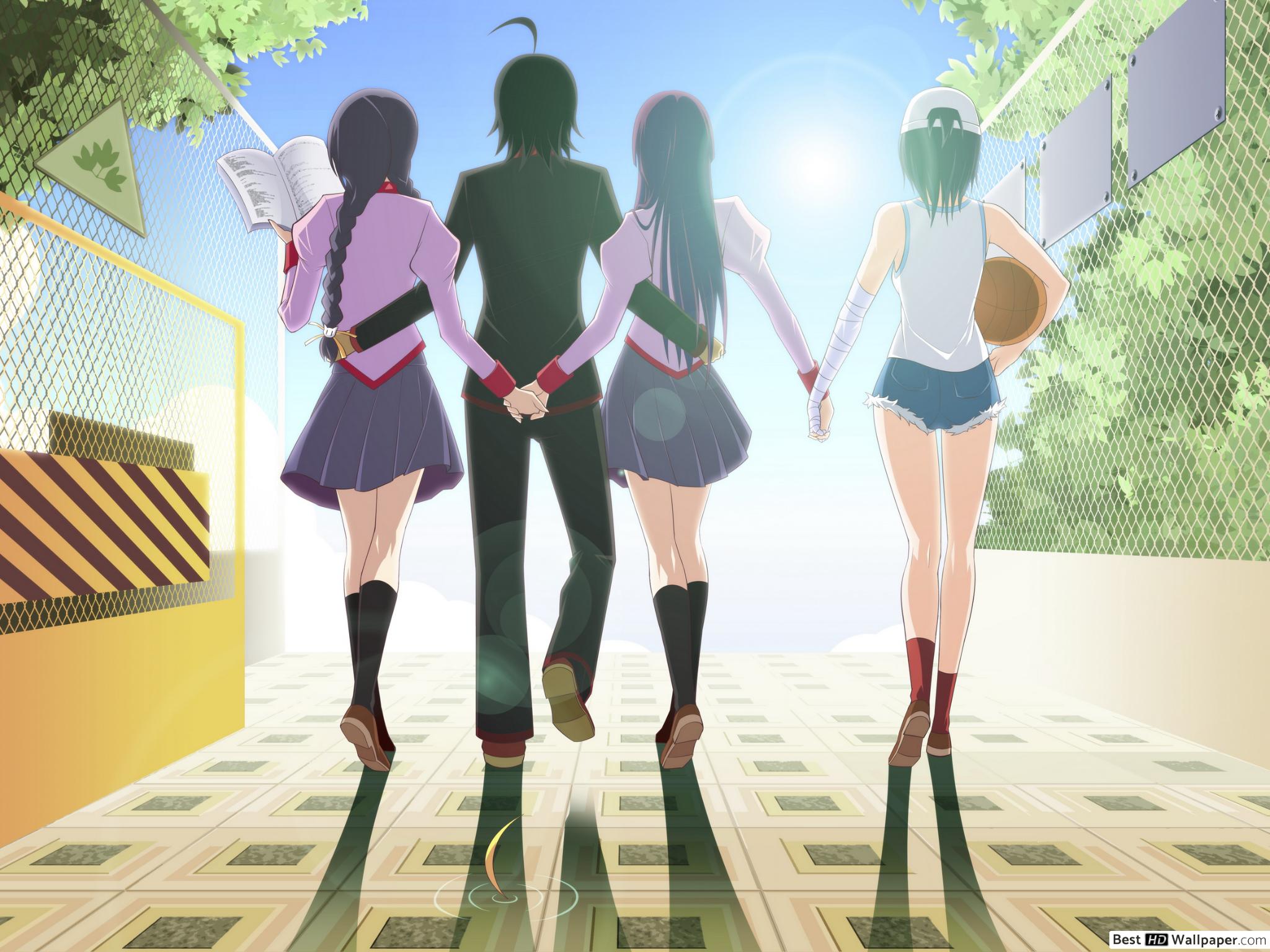 Monogatari Araragi And Hanekawa - 2048x1536 Wallpaper - teahub.io