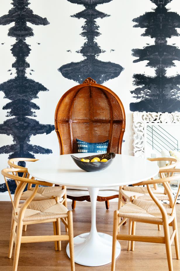 Dining Room With Wallpaper - Porter Teleo Ink Blot - 616x925 Wallpaper ...