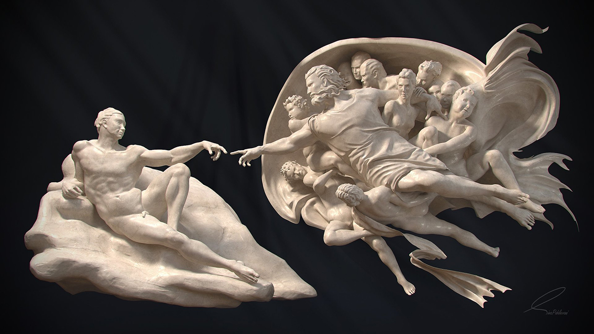 Net For Mobile, The Creation Of Adam, Wide - Statue - 1200x676 ...
