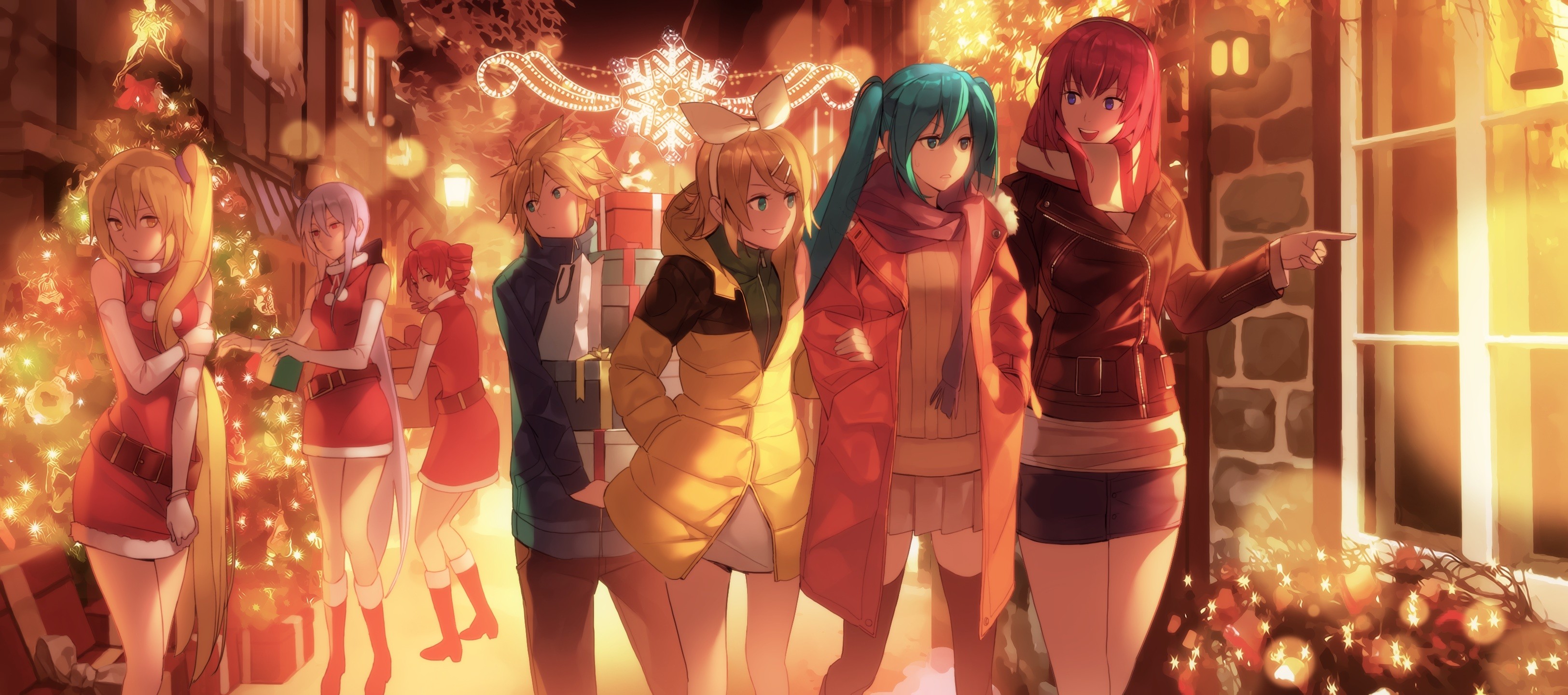 Vocaloid Rin And Len Christmas - 3249x1440 Wallpaper - teahub.io