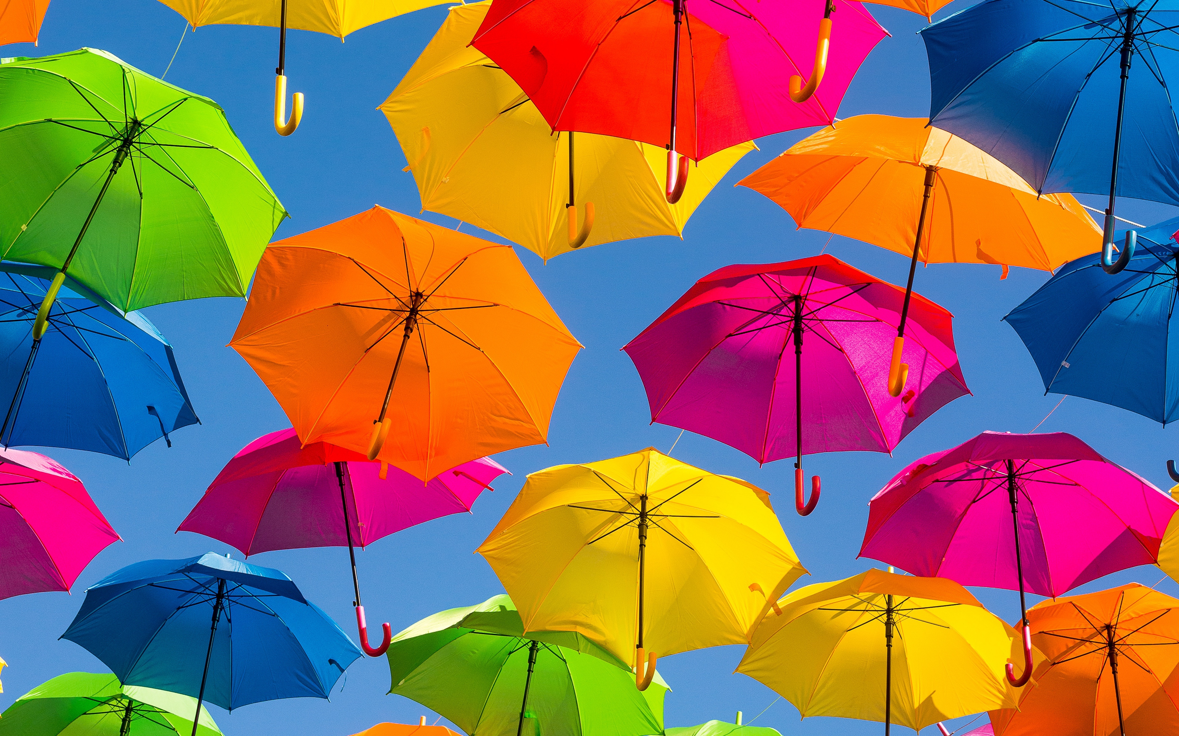 Wallpaper Umbrella Colorful Positive Sky Rainbow 3840x2400