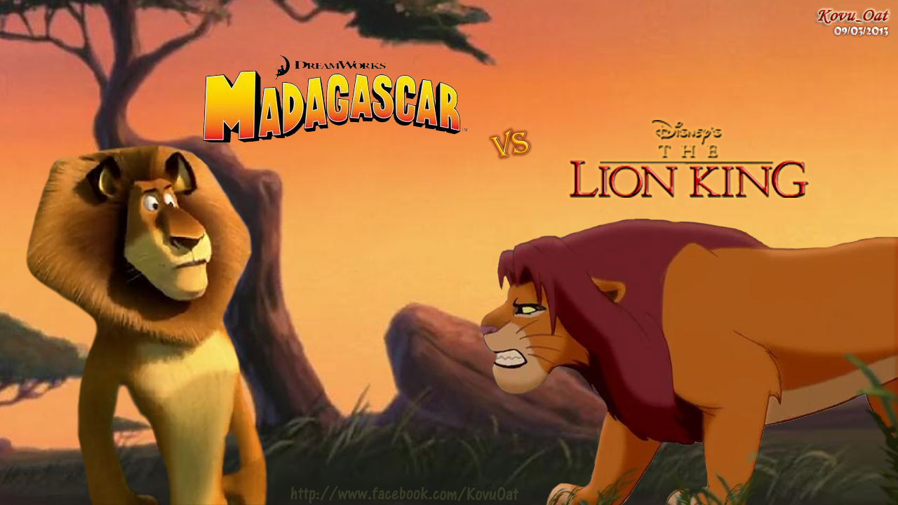 Simba Disney Vs Alex Dreamworks - Madagascar Vs The Lion King ...