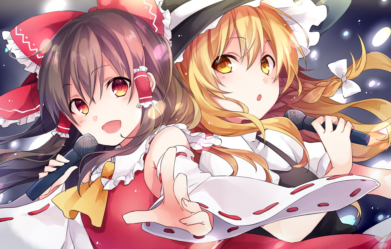 Photo Wallpaper Touhou, Kirisame Marisa, Hakurei Reimu, - Marisa Kirisame Reimu Hakurei ...