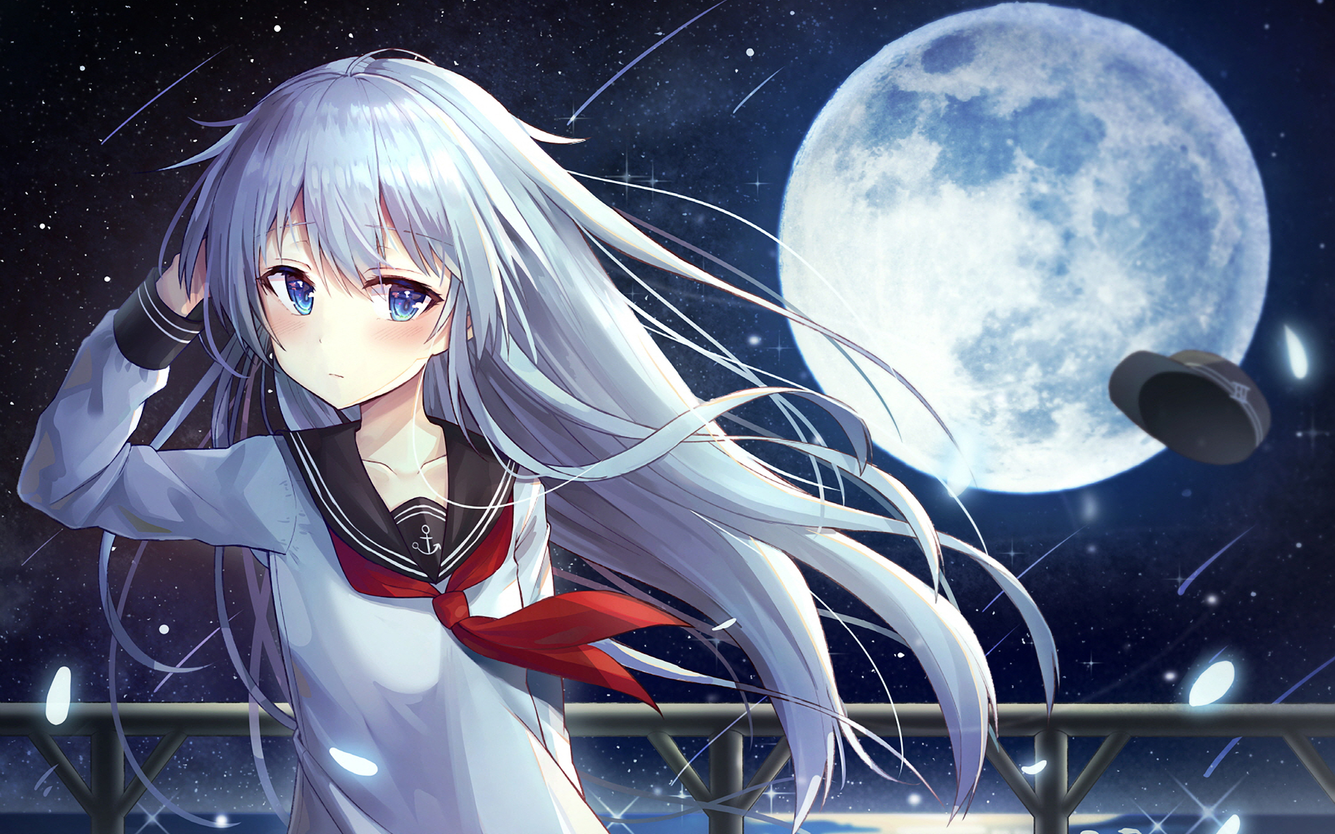 Hibiki Moon Kancolle Night Manga Kantai Collection Hibiki Anime