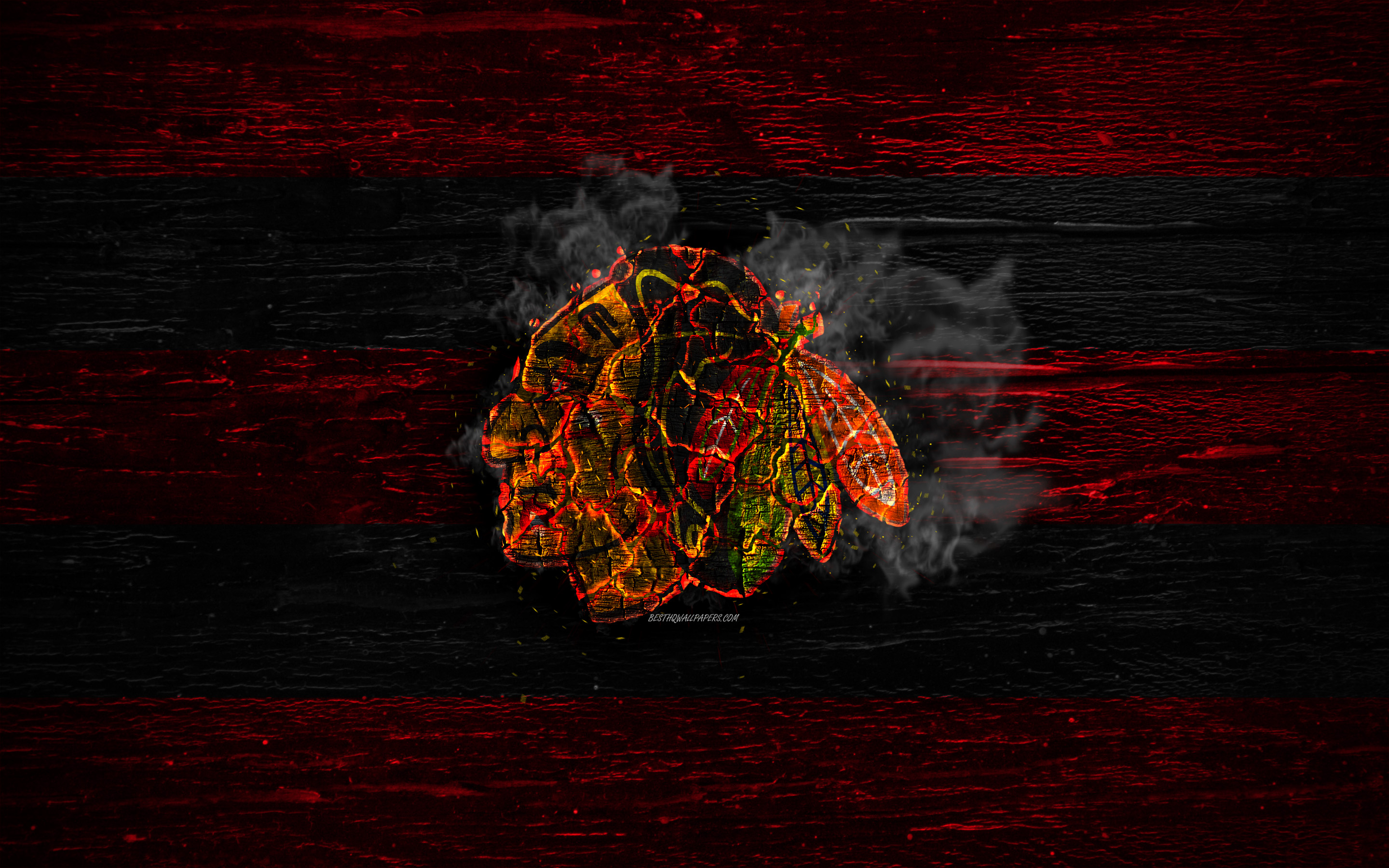 Chicago Blackhawks, Fire Logo, Nhl, Red And Black Lines, - Chicago ...