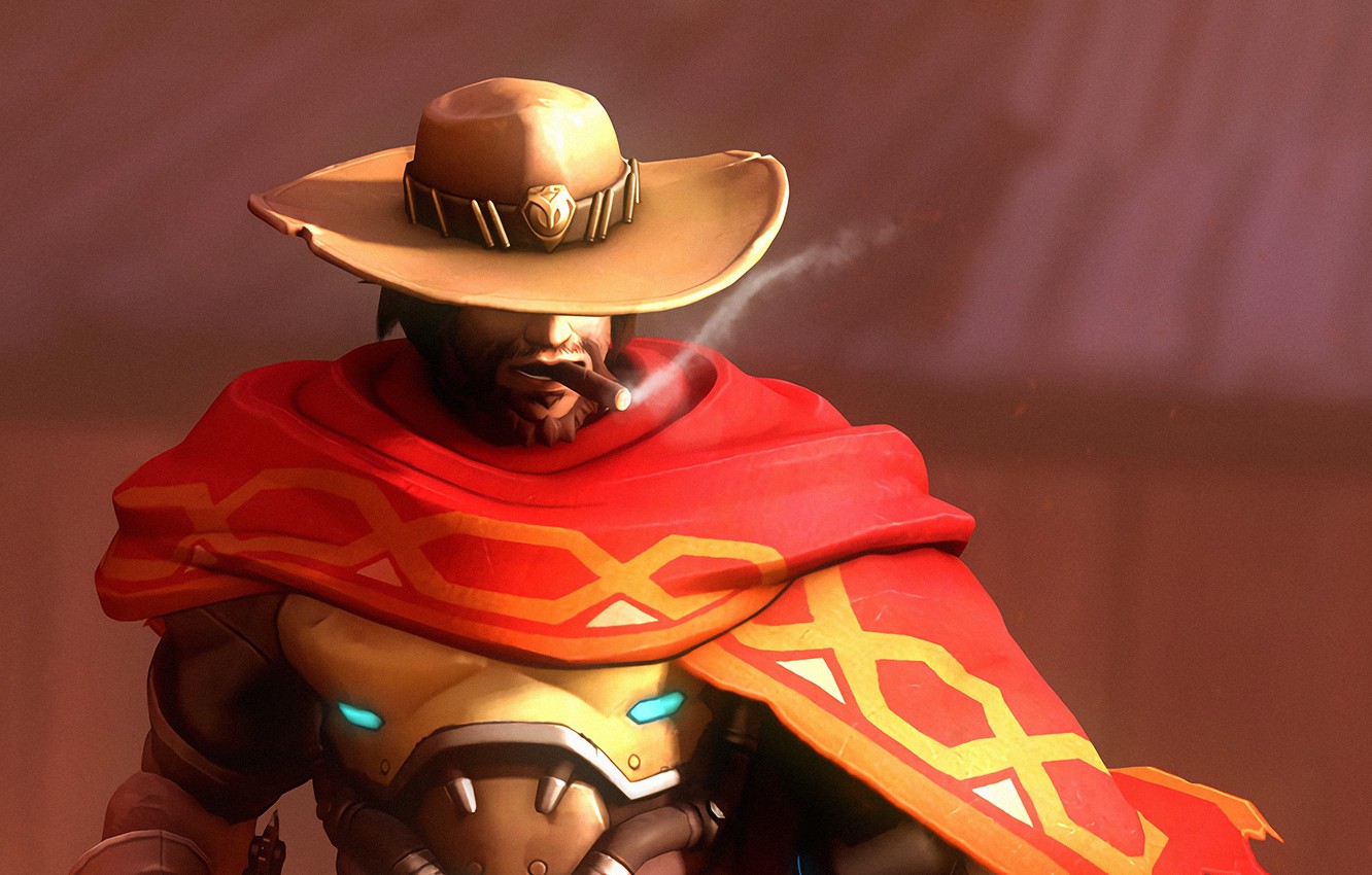 Photo Wallpaper Rendering, Hat, Cowboy, Overwatch, - Mccree Overwatch ...
