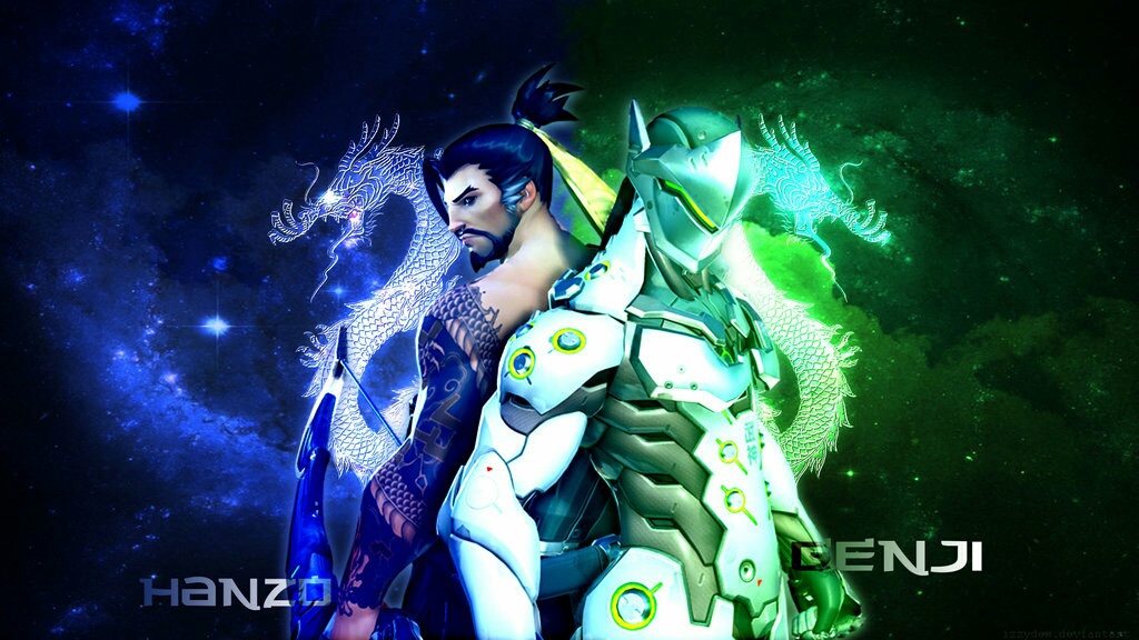 Blue, Dragons, And Green Image - Hanzo And Genji Dragons - 1024x576 ...