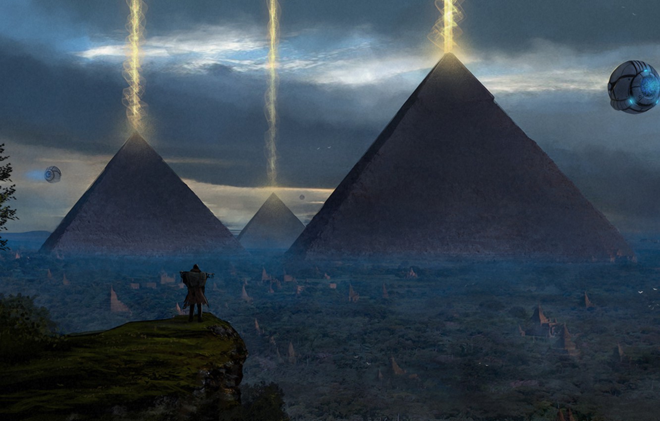 Photo Wallpaper Art, Painting, Concept Art, Ancient, - Pyramids Of Giza ...