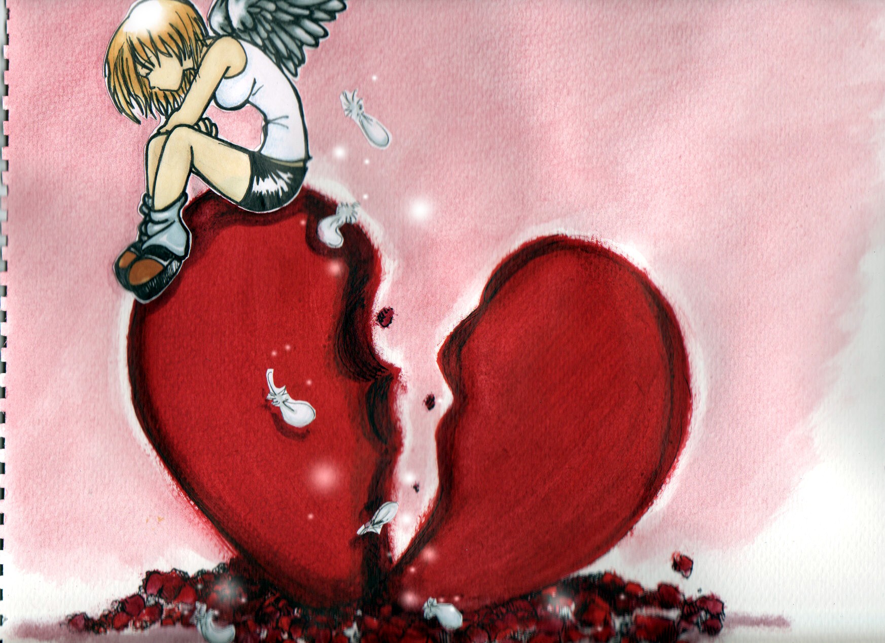 Broken Heart Sad Angel - 1745x1267 Wallpaper - teahub.io