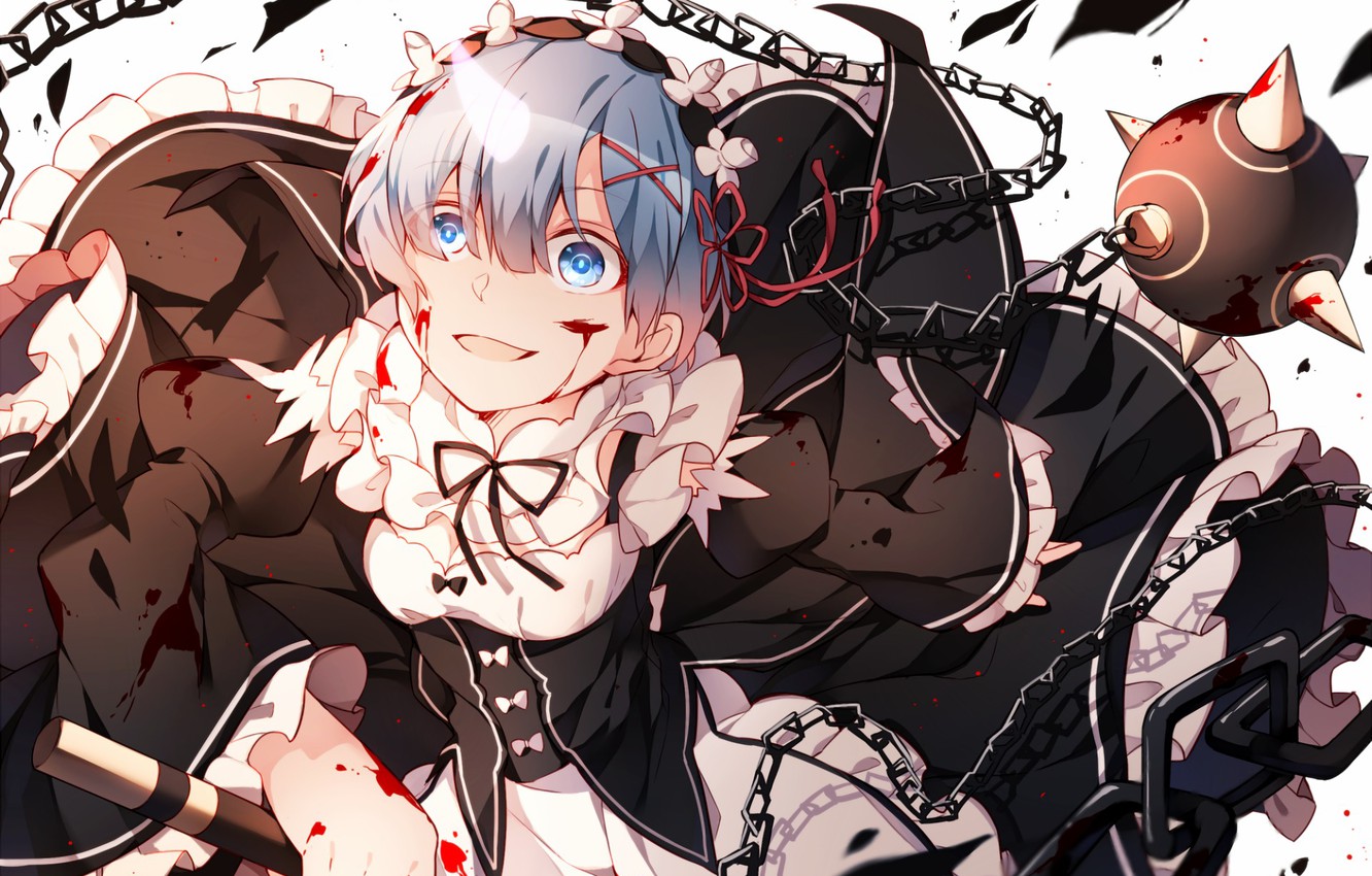 Photo Wallpaper Girl, Blood, The Demon, Anime, The - Re Zero Rem Demon ...