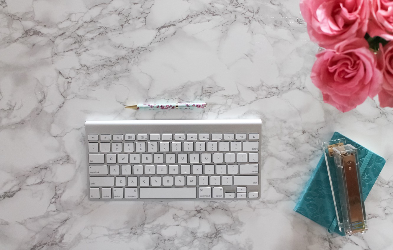 Photo Wallpaper Roses, Handle, Notepad, Pink, Flowers, - Apple Wireless ...