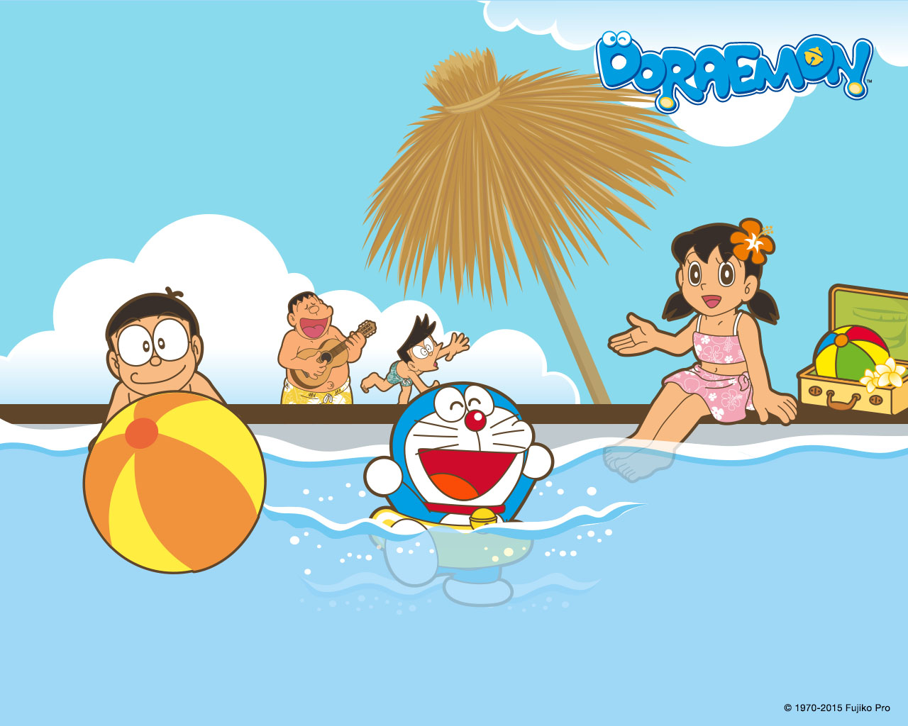 Doraemon Wallpapers Doraemon At The Beach 1280x1024 Wallpaper