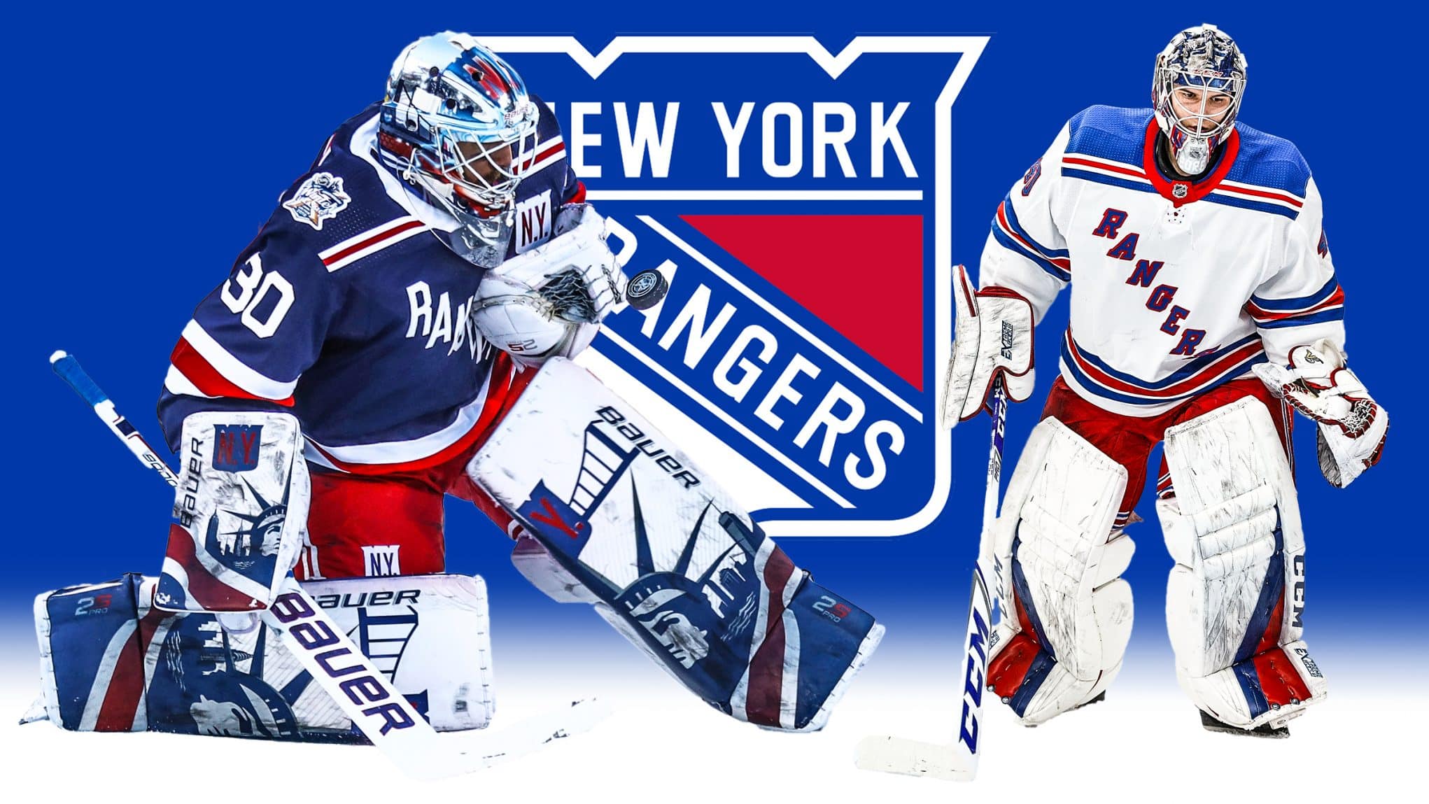 Alexandar Georgiev Henrik Lundqvist - New York Rangers Puck - 2042x1149 ...
