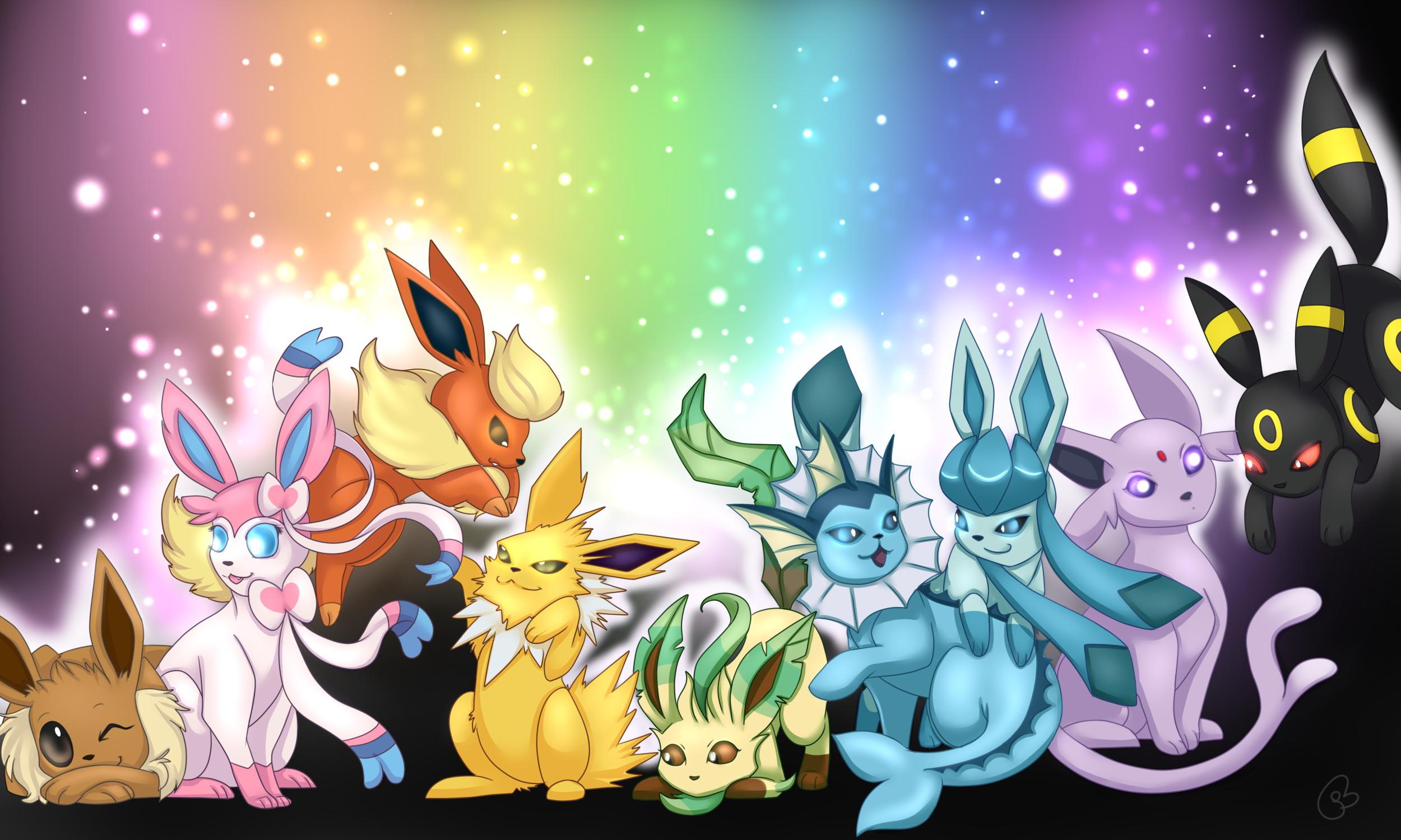 Rainbow Eeveelution - 2500x1500 Wallpaper - teahub.io