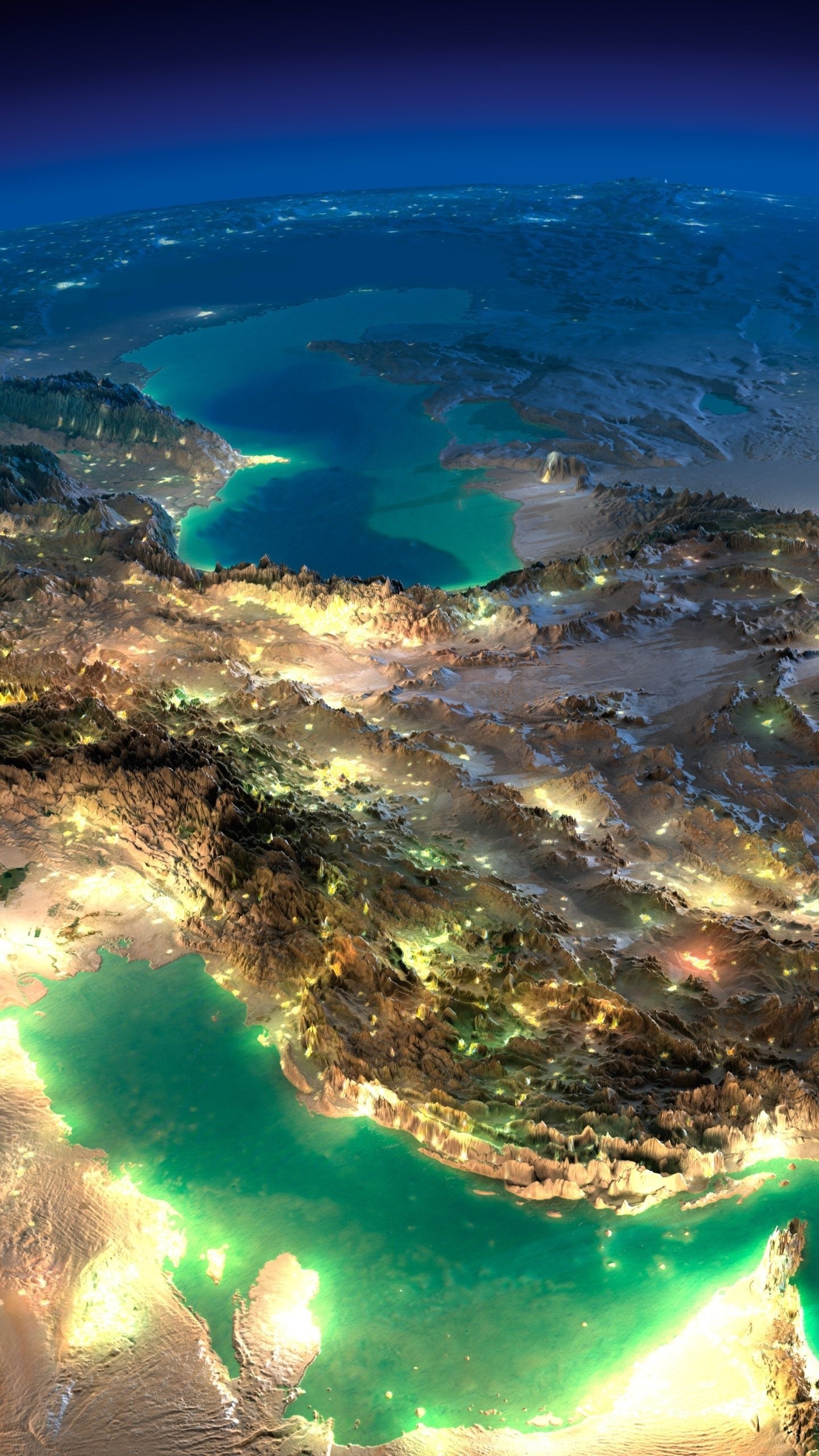 Iran At Night Nasa - 1440x2560 Wallpaper - teahub.io