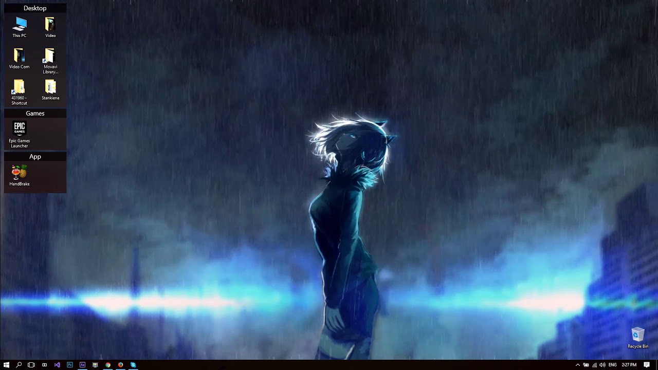 Anime Girl In Rain Wallpaper