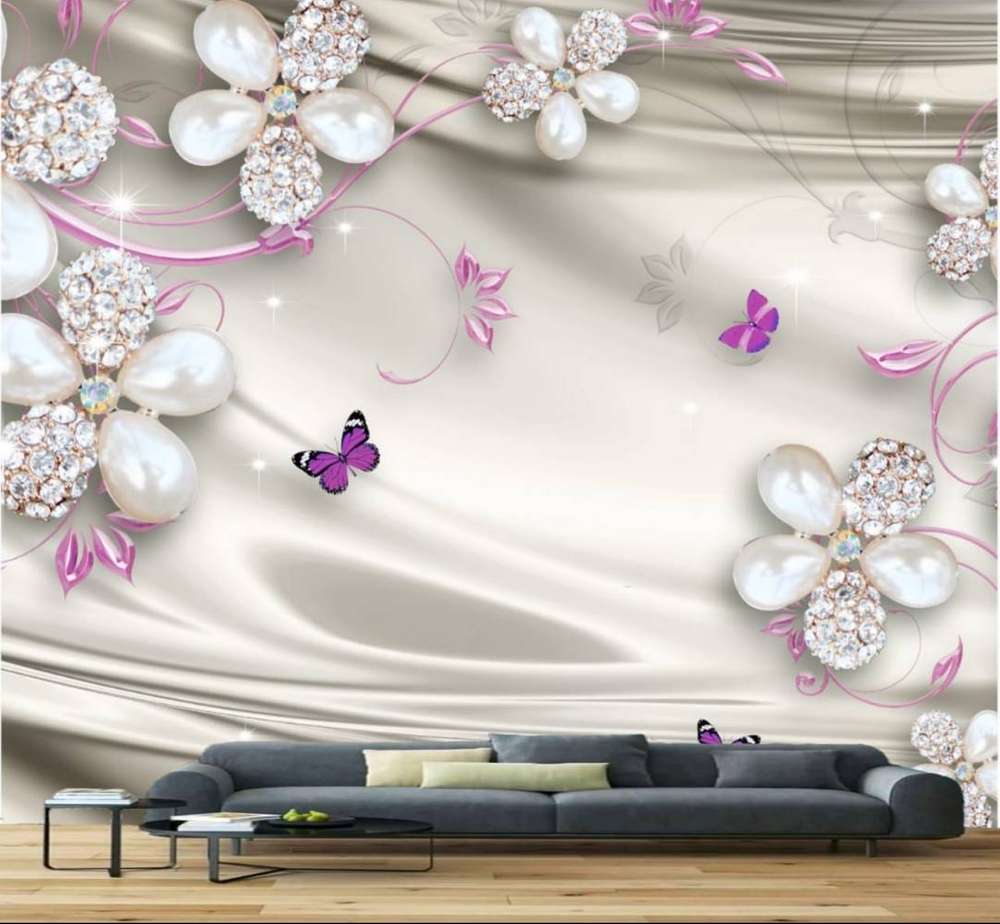Wallpaper Dinding Bunga 3d New - Фреска Обои Жемчужные - 1000x924 ...