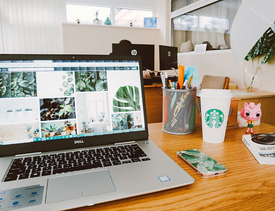 Dell Laptop, Desk, Screen, Starbucks, Computer, Technology, - Macbook ...