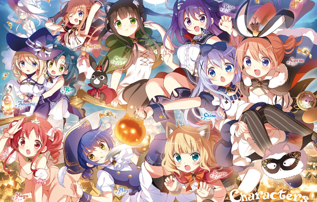 Photo Wallpaper Girls, Art, Halloween, Gochuumon Wa - Gochuumon Wa ...
